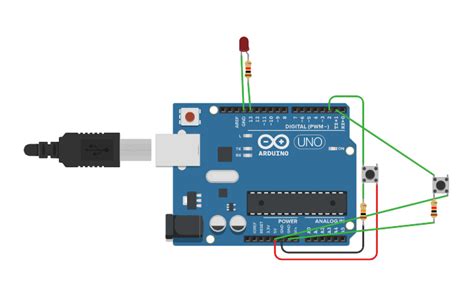 Circuit Design Controlling Led With To Buttons Tinkercad