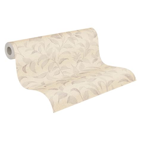 Vliestapete Blätter Illustration Beige Grau 38962 5
