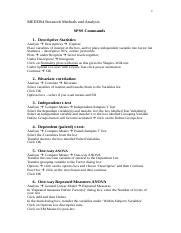SPSS Commands For Data Analysis In Research Course Hero