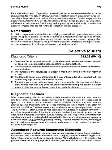 Selective Mutism Dsm 5 233 235 Pdf Anxiety Disorder Mental Disorder