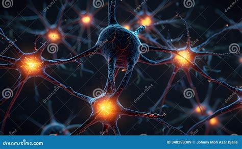 Neurons Firing Signals Across Neural Synapse Close Up Glial Cells Showing Synaptic Nerve