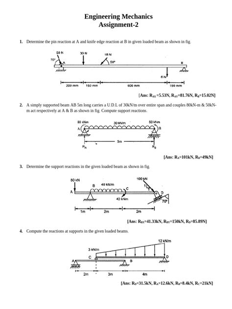 Assignment 2 Statically Determinate Structure Pdf Bending Beam