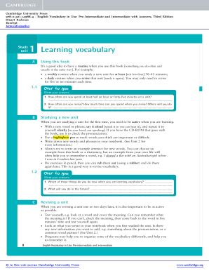 English Vocabulary In Use Pre Intermediate And Intermediate Pdf Fill