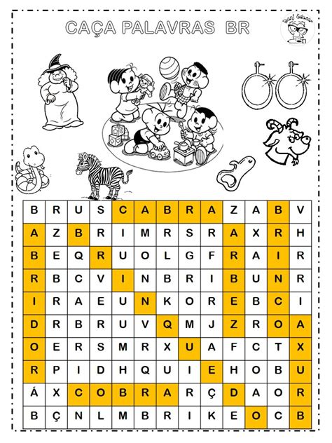 Caça Palavras Com Sílabas Complexas Turma Da Mônica
