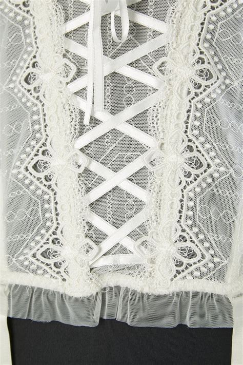 Off White Lingerie Bustle With Padded Bra And Suspender Belt Nina Ricci