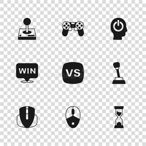 Set Computer Mouse Gear Shifter Old Hourglass Vs Versus Battle Power Button Joystick For