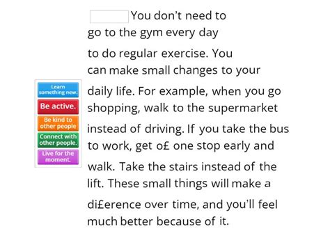 Match The Piece Of A Text With A Heading Complete The Sentence