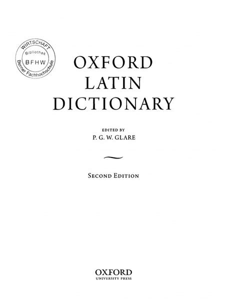 Oxford Latin Dictionary Оксфордский латинский словарь включает в себя ...