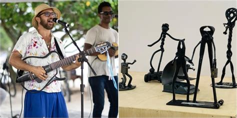 Show na praia e exposição artística sucatas movimentam a