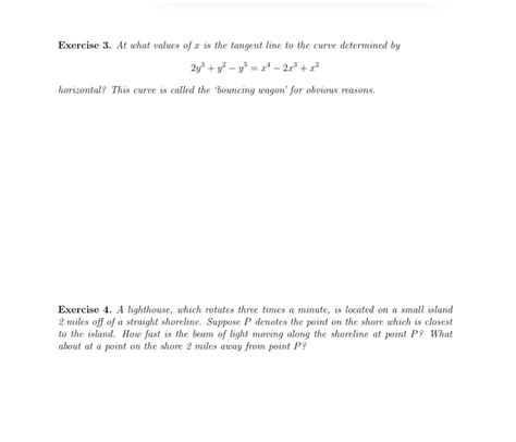 Solved Exercise At What Values Of X Is The Tangent Line Chegg Com