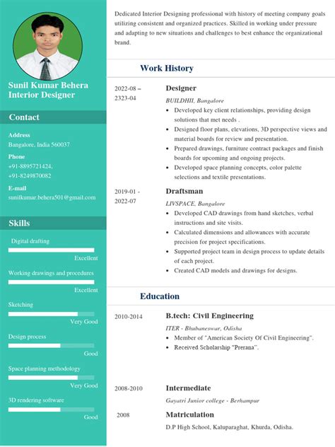 Sunil Beheras Architecture Designer Resume Pdf Computer Aided Design 3 D Computer Graphics