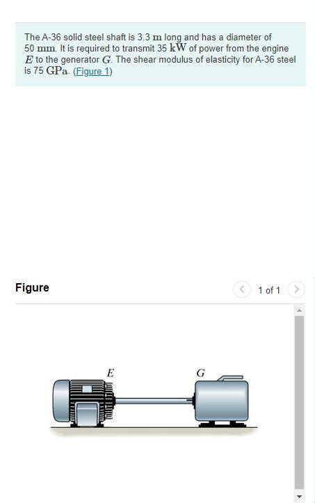 Solved The A 36 Solid Steel Shaft Is 33 M Long And Has A