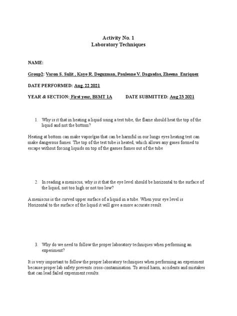 Laboratory Techniques Safety Pdf