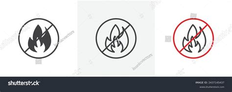 No Fire Sign Isolated Line Icon Stock Vector Royalty Free 2437145437