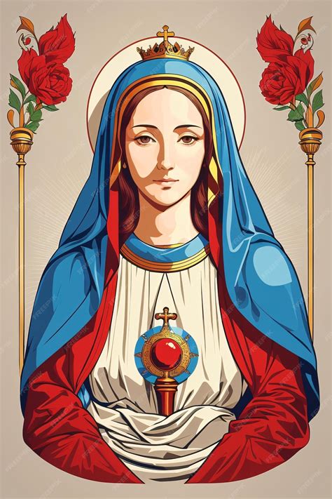 La Virgen María Ilustración De Arte Vectorial Minimalista Foto Premium