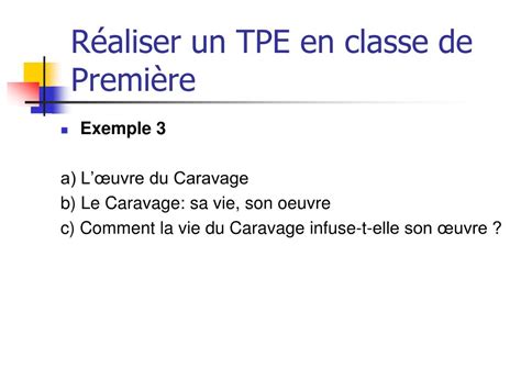 Ppt Réaliser Un Tpe En Classe De Première Powerpoint Presentation