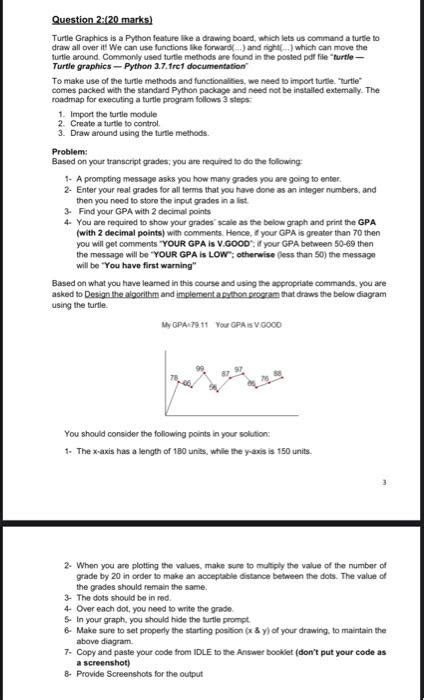 Solved Question I Marks Turtle Graphics Is A Python Chegg