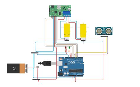 Circuit Design Obstacle Avoiding Robot Tinkercad