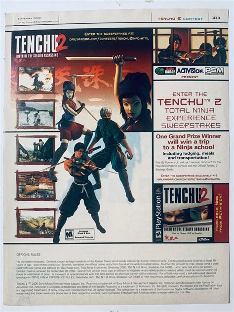Tenchu 2 Birth Of The Stealth Assassins Playstation Original Vint