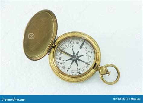 Well Used Us Military Compass Isolated On White Back Ground Stock