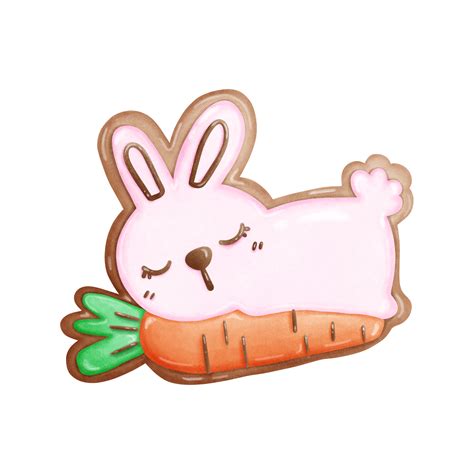 Easter Carrot Cookie And Rabbit Clipart Easter Cookie Hand Drawing