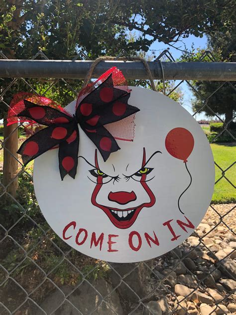 Pennywise Door Hanger Halloween Door Hanger Halloween Door Wreath