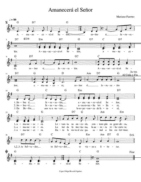 Partitura de Amanecera El Señor Partituras org