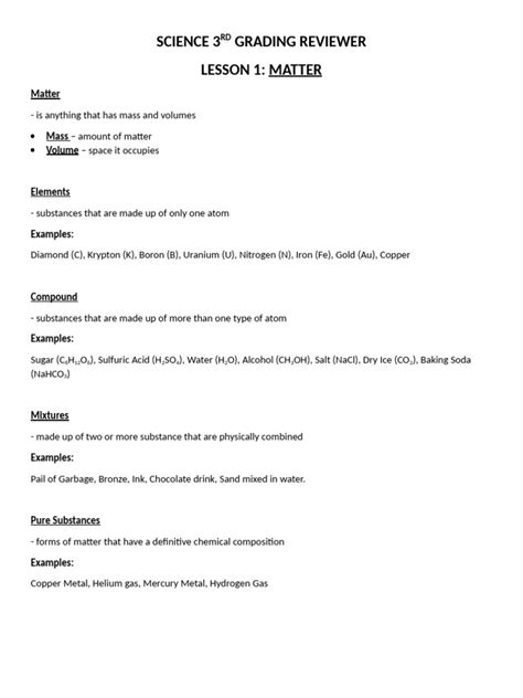 Science 3rd Grading Reviewer Pdf