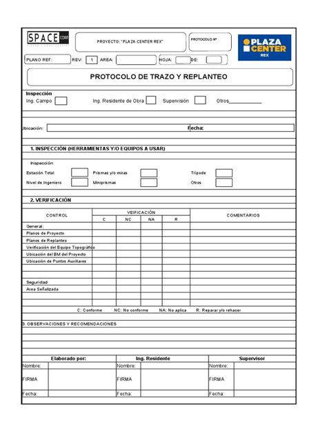 Formatos De Protocolos Center Rex Pdf Hormigón Ingeniería