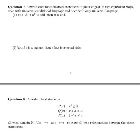Solved Question Rewrite Each Mathematical Statement In Chegg