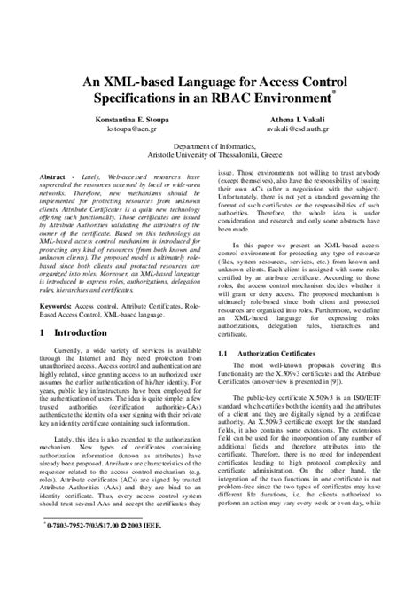 Pdf An Xml Based Language For Access Control Specifications In An