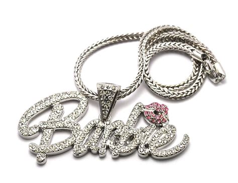 Nicki Minaj Barbie Necklace Pendant Silver Clear Pink Mp655r