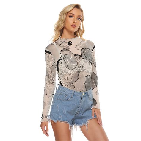 Monochrome Map Mesh Shirt All Around Artsy Fashion