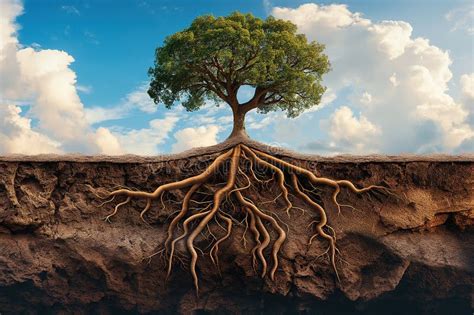 Diagram Of Underground Root System Of Tree Growing In Field In The