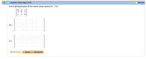 Solved Find A Qr Factorization Of The Matrix Enter Sqrtn