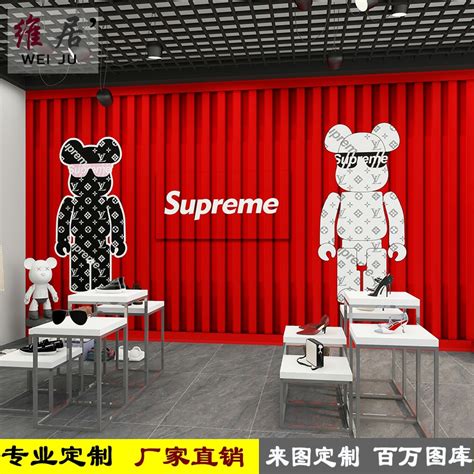 潮牌暴力熊壁纸集装箱kaws芝麻街拍照背景墙纸logo服装店鞋店墙布 虎窝淘