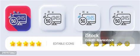 5g 인터넷 회선 아이콘입니다 무선 기술 기호 뉴모픽 버튼 벡터 0명에 대한 스톡 벡터 아트 및 기타 이미지 0명 3차원 형태 5g Istock