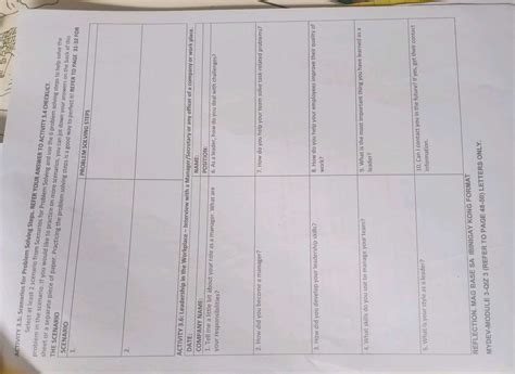 Activity Scenarios For Problem Solving Studyx