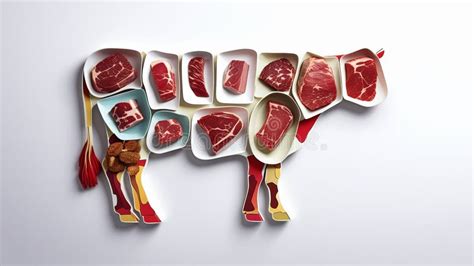 Creative Meat Cuts Diagram In Cow Shaped Dishes Diagram Cutting Cow