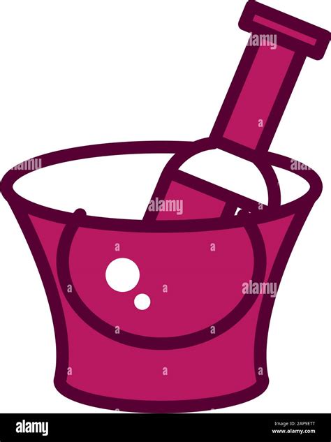 Wine Bottle Ice Bucket Celebration Drink Beverage Icon Vector