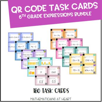 QR Code Task Cards Th Grade Expressions Bundle By Mathematicians At Heart