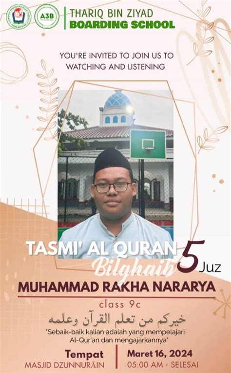 Muhammad Rakha Nararya Santri SMPIT TBZ Boarding Menyelesaikan Tasmi