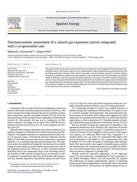 Solution Thermoeconomic Assessment Of A Natural Gas Expansion System