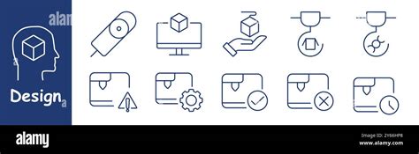 Design Set Icon D Printing Cube Computer Hand Holding A Cube