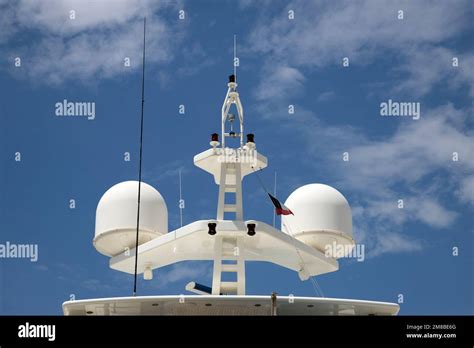 A Closeup Of The Naval Transmission Antennas And Radio Communication