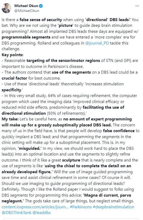 Michael S Okun Says “will The Use Of Image Guided Programming Save Time And Assist Clinical