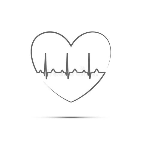 Black Line Heart Rate Isolated On White Background Vector Cardio Icon
