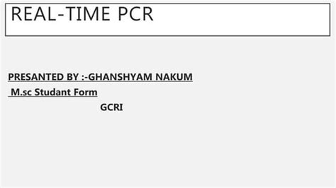 Real Time Pcr Ppt