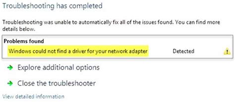 Windows Could Not Find A Driver For Your Network Adapter