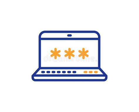 laptop with password notification on lock screen stock vector